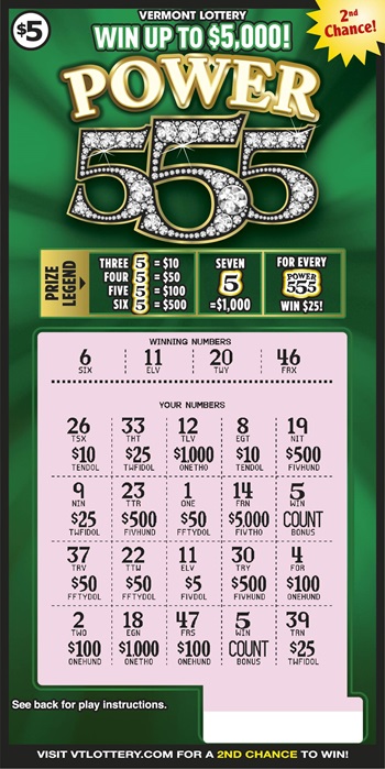 Power 555 | Vermont Lottery